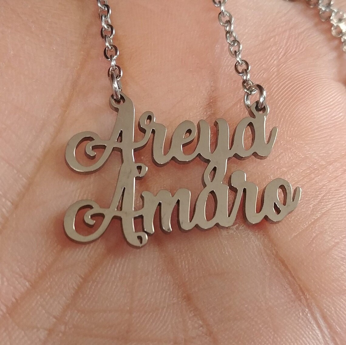 Double Name Necklace Custom Nameplate Necklace Silver Name - Etsy