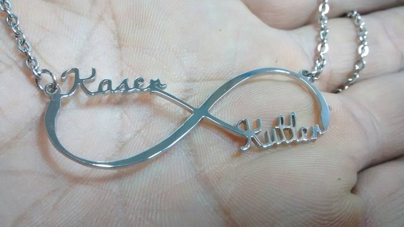 Infinity Necklace Silver Custom Chain Personalised Charm - Etsy