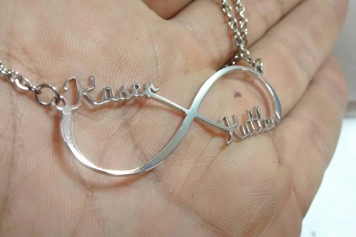 Infinity Necklace Silver Custom Chain Personalised Charm - Etsy