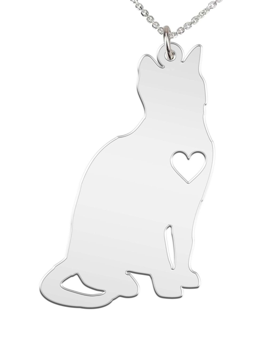 Silver Cat Necklace Stainless Steel Custom Made Personalized Necklace ...