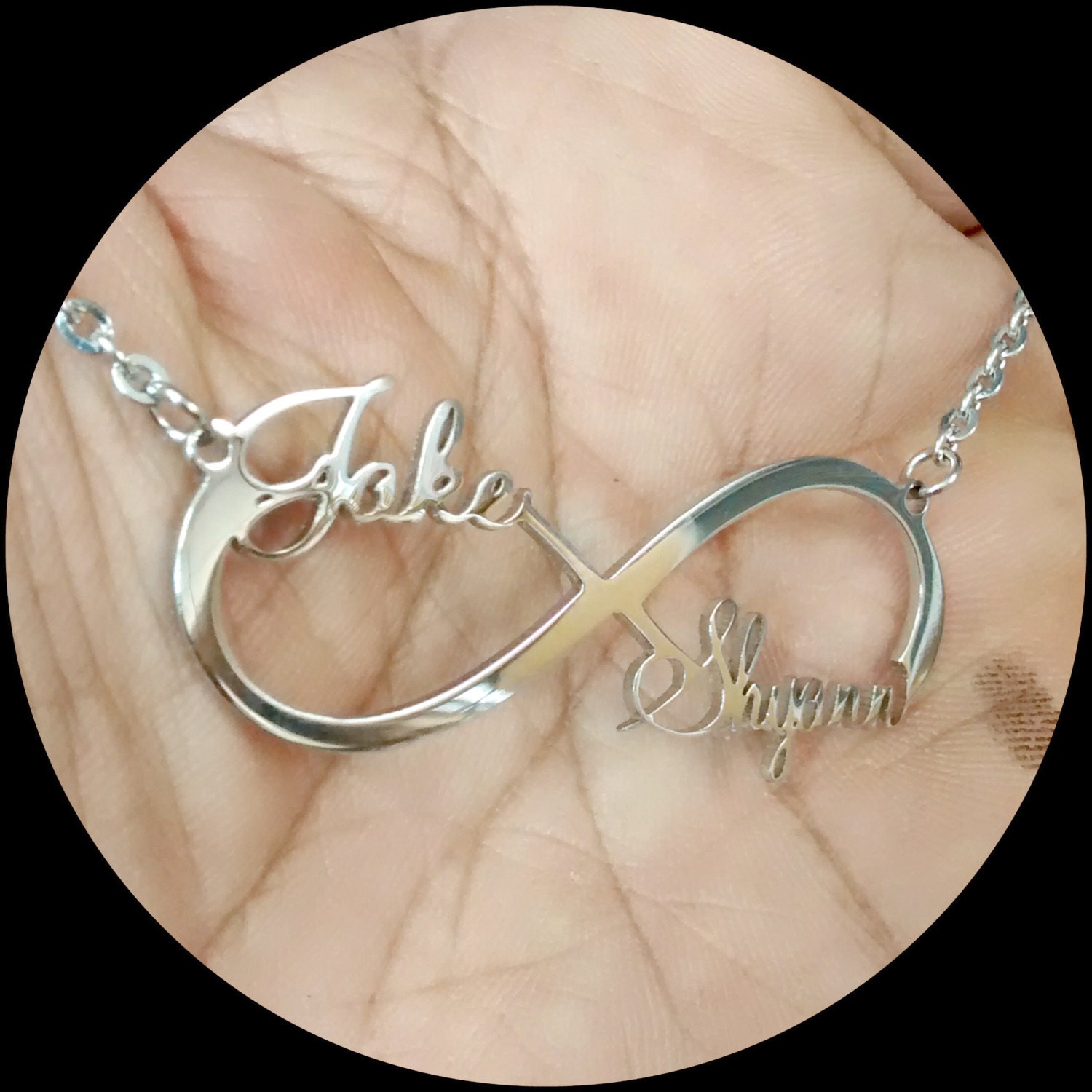 Infinity Necklace Silver Custom Chain Personalised Charm - Etsy