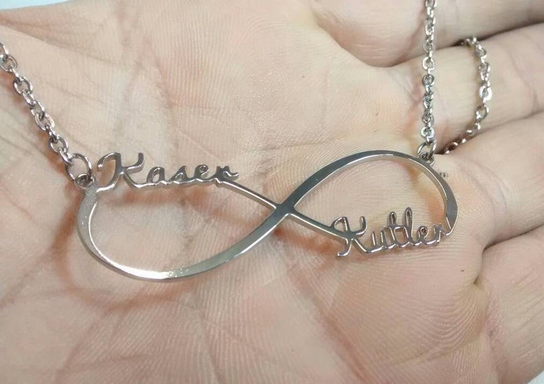 Infinity Necklace Silver Custom Chain Personalised Charm - Etsy