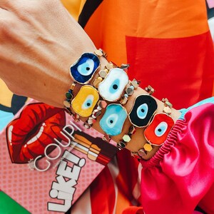 Beaded Eye Bracelets ,semiprecious Hematite Beads,handmade Evil Eye ...