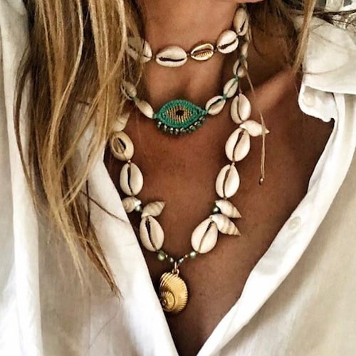 Shell Jewelry Set Cowrie Shell Set Layered Necklaces - Etsy