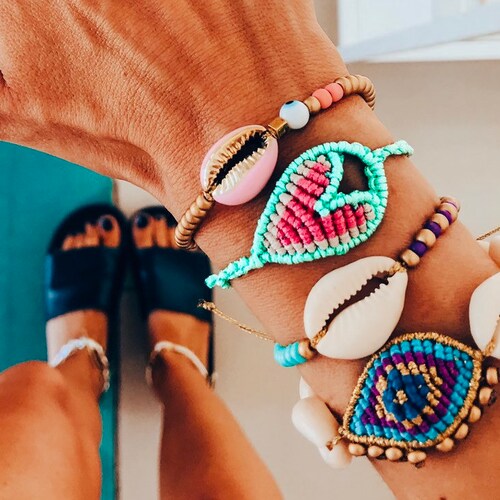 Summer Bracelet Stack Shell Jewelry Shell Bracelets Evil | Etsy