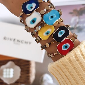 Beaded Eye Bracelets ,semiprecious Hematite Beads,handmade Evil Eye ...