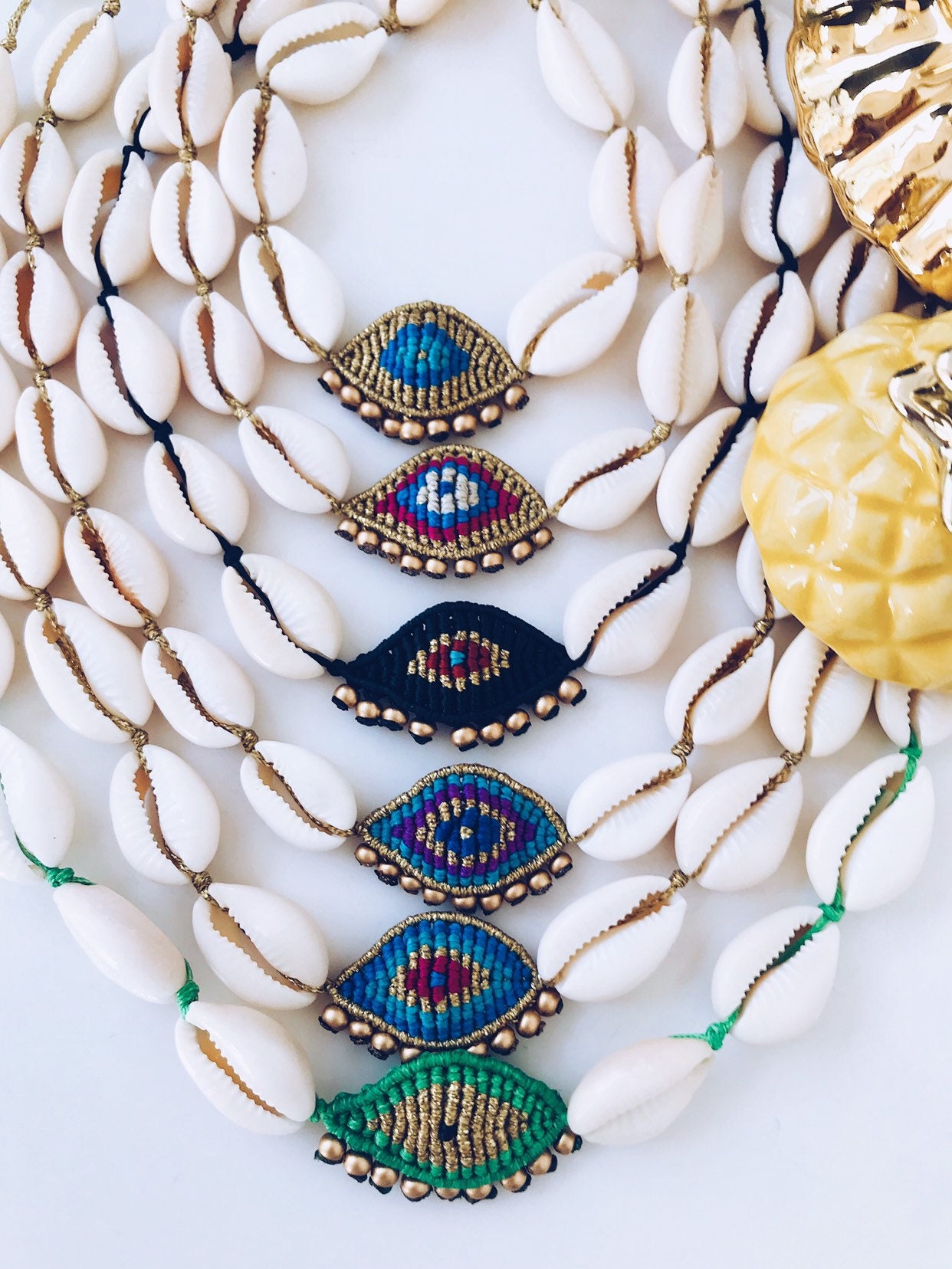 Shell Jewelry Set, Cowrie Shell Set, Layered Necklaces,green Necklaces ...