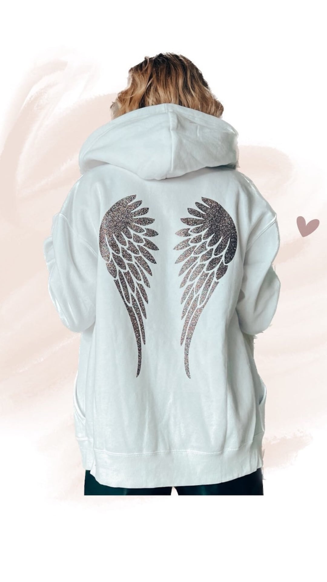 White Hoodie Cardigan With Angel Wings, Valentines Gift,warm Hoodie ...