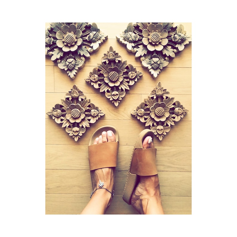 Tobacco Brown Platform Sliders Nubuck Pool Slides Flat - Etsy