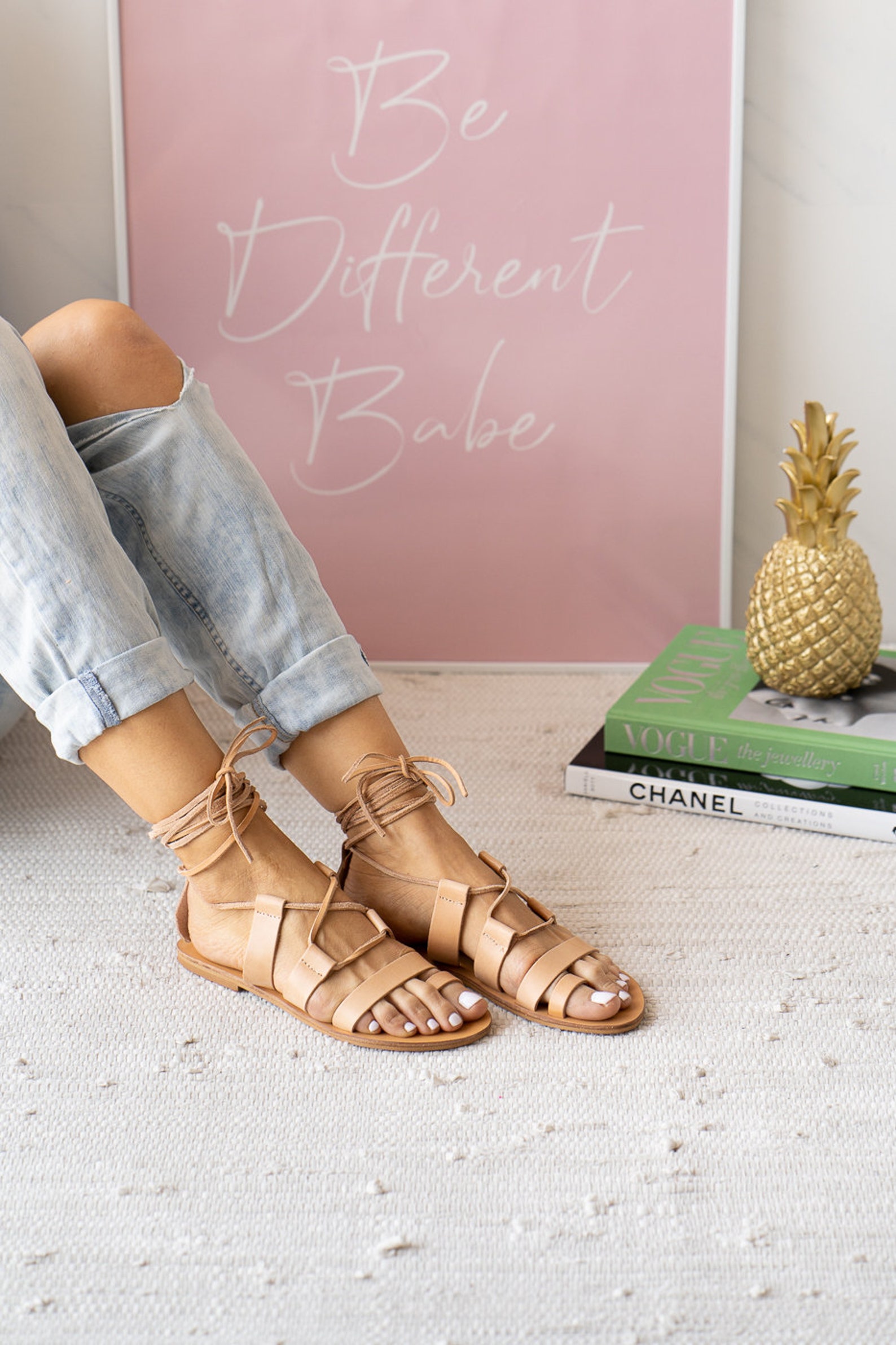 Beige Leather Gladiator Sandals, Roman Style Sandals, "amazona" Sandals ...