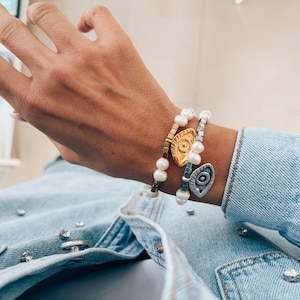 Beaded Eye Bracelets ,hematite Beads,handmade Evil Eye Bracelets ...