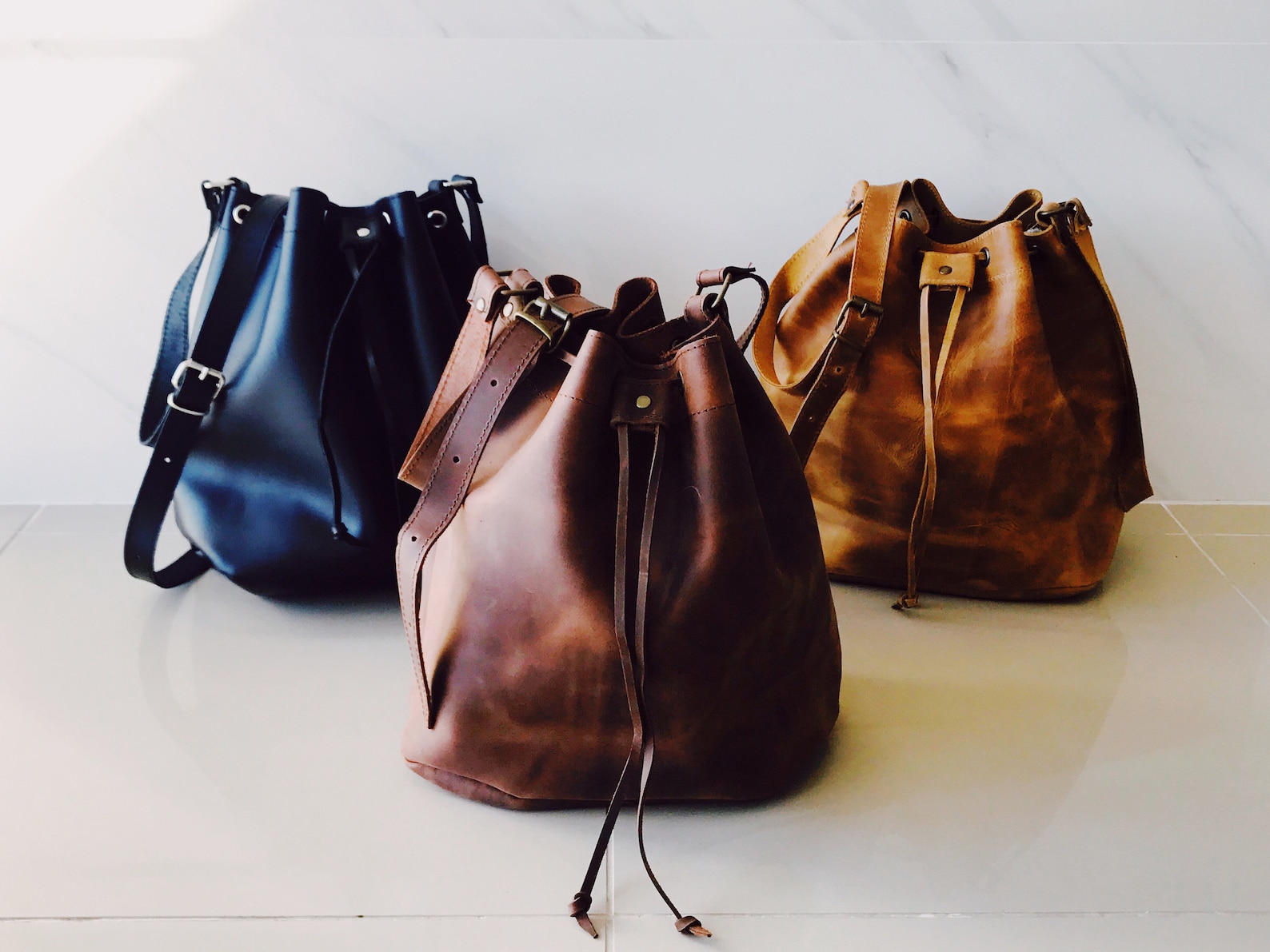 Real Leather Bucket Bag Greek Leather Crossbody Bag | Etsy