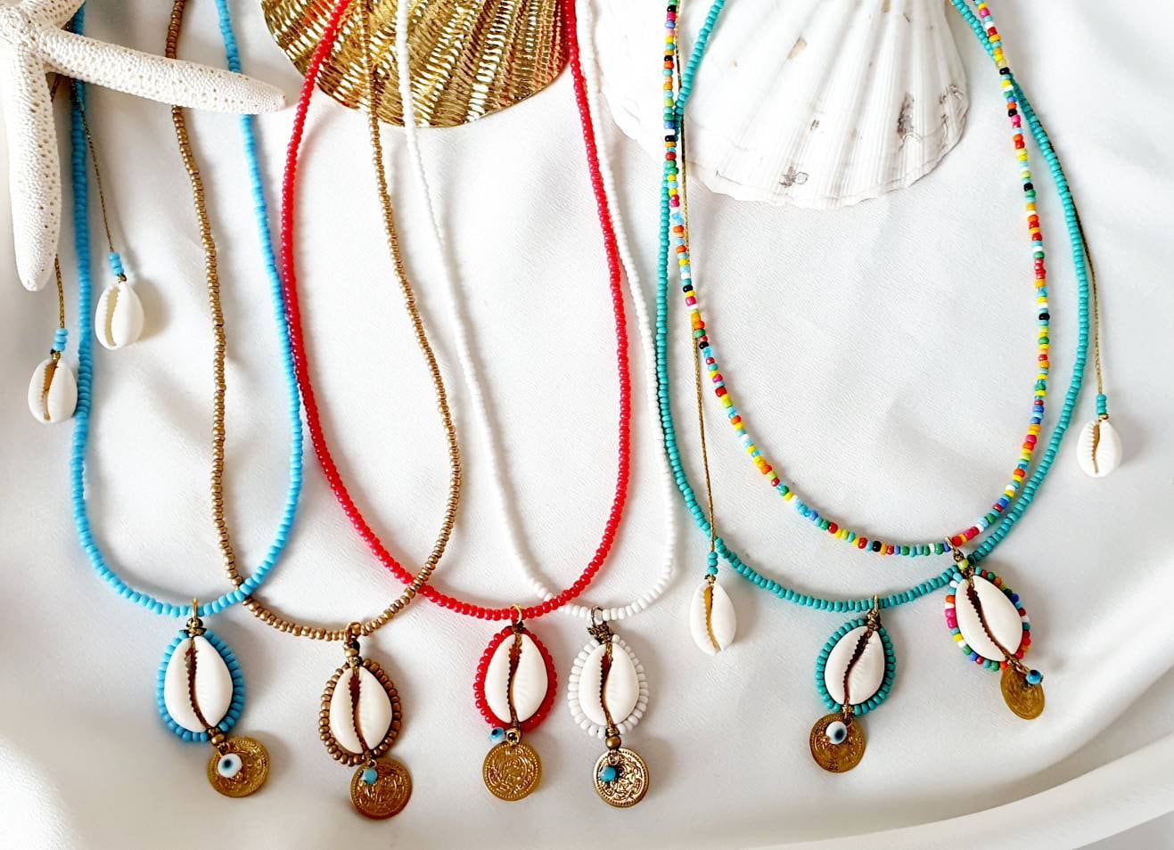 Adjustable Beaded Necklace Shell Jewelry Handmade Necklace - Etsy