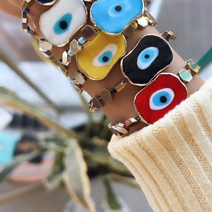 Beaded Eye Bracelets ,semiprecious Hematite Beads,handmade Evil Eye ...