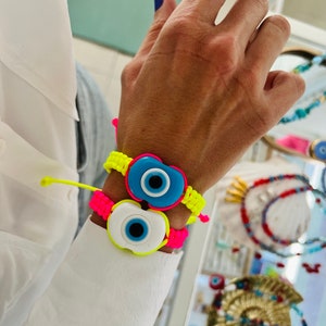 Summer Rainbow Eye Bracelets,fluo Colors Knot Bracelets,protection Eye ...