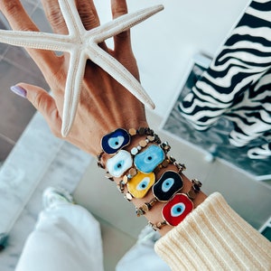 Beaded Eye Bracelets ,semiprecious Hematite Beads,handmade Evil Eye ...