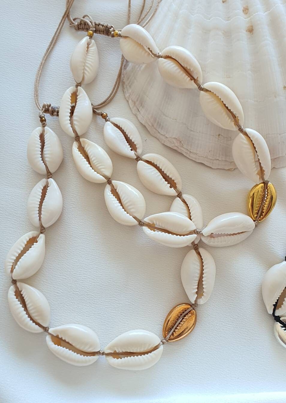 White Cowrie Shell Choker Necklace Goldblackrose - Etsy