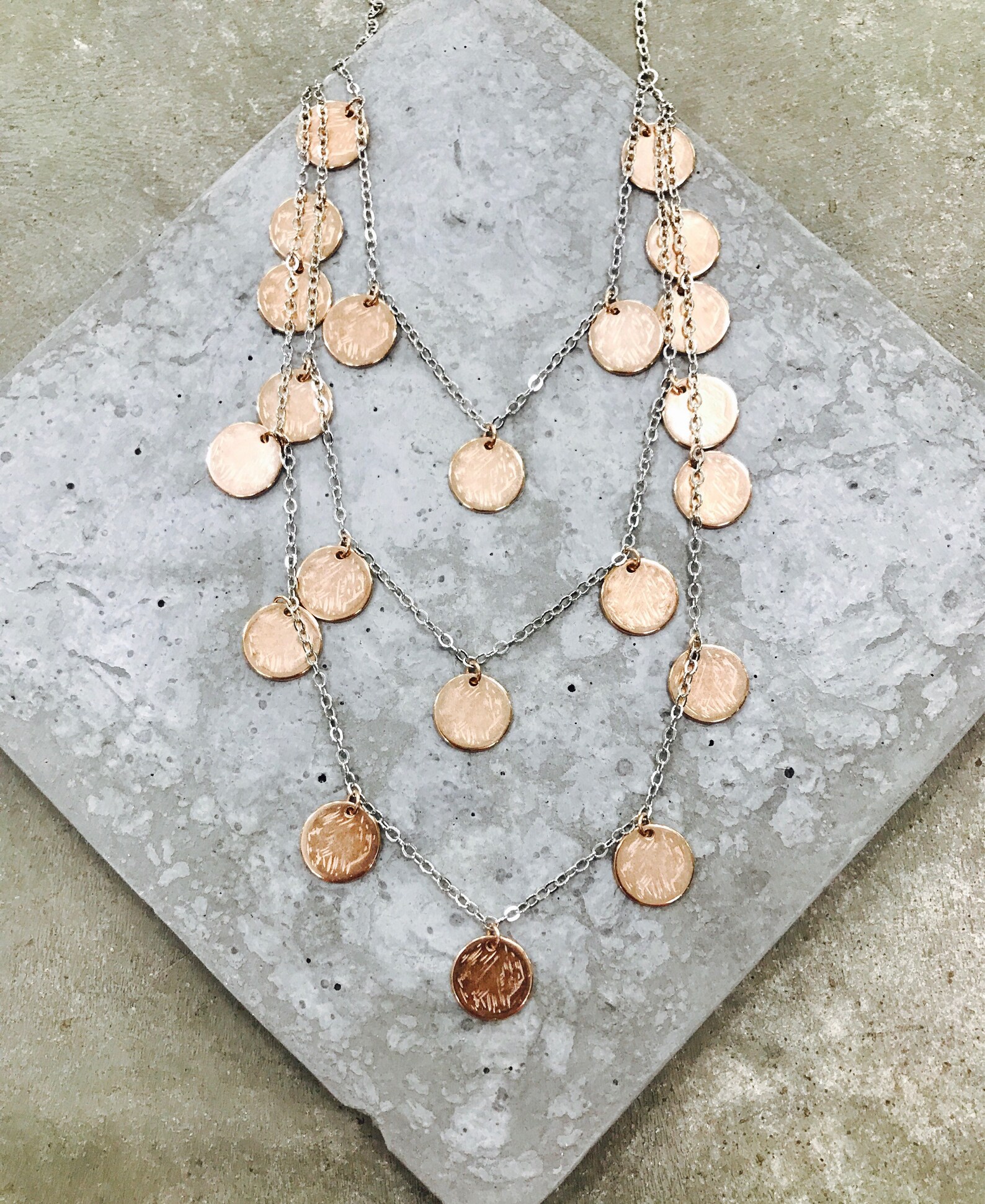 Triple Coin Necklace bohemian Coin Neckpieceboho Summer - Etsy