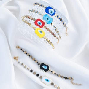 Beaded Eye Bracelets ,semiprecious Hematite Beads,handmade Evil Eye ...