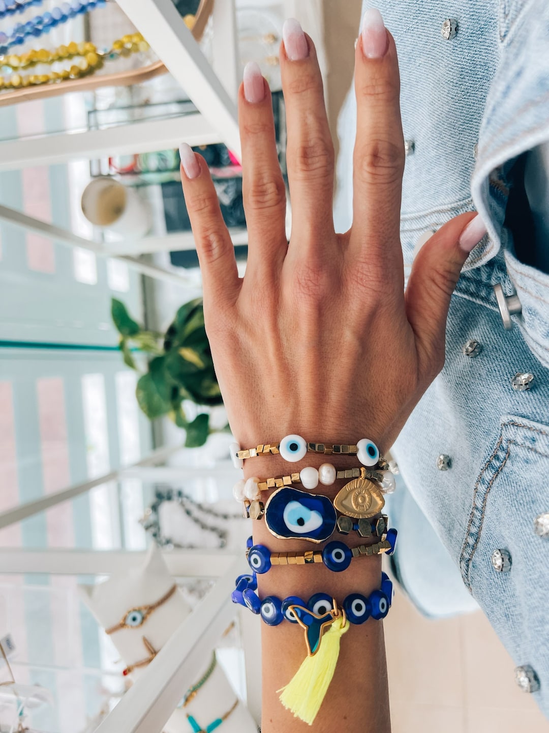 Beaded Eye Bracelets ,hematite Beads,handmade Evil Eye Bracelets ...