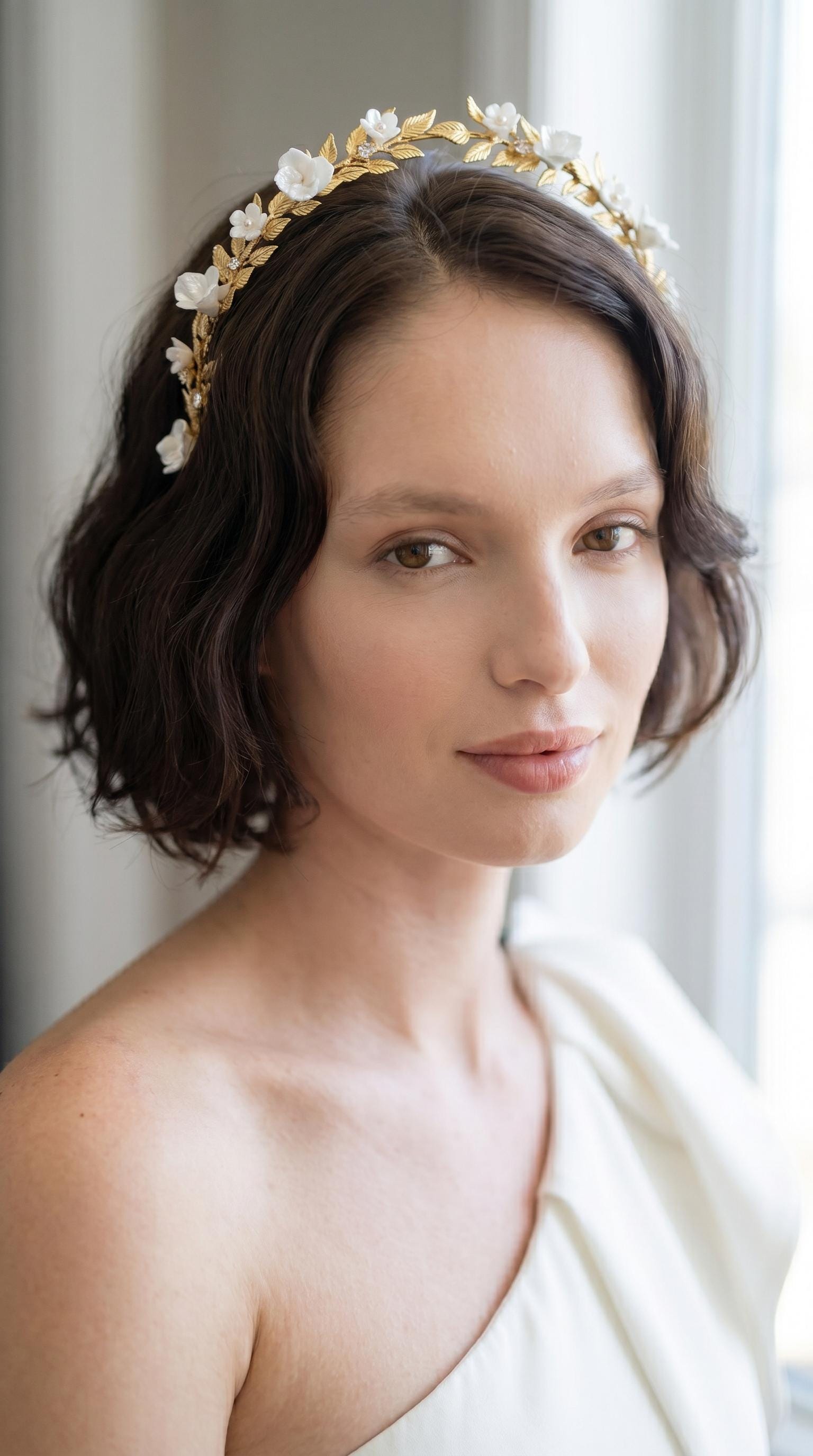 Golden Leaf Bridal Tiara Flower Bridal Halo Laurel Wedding Crown Gold ...