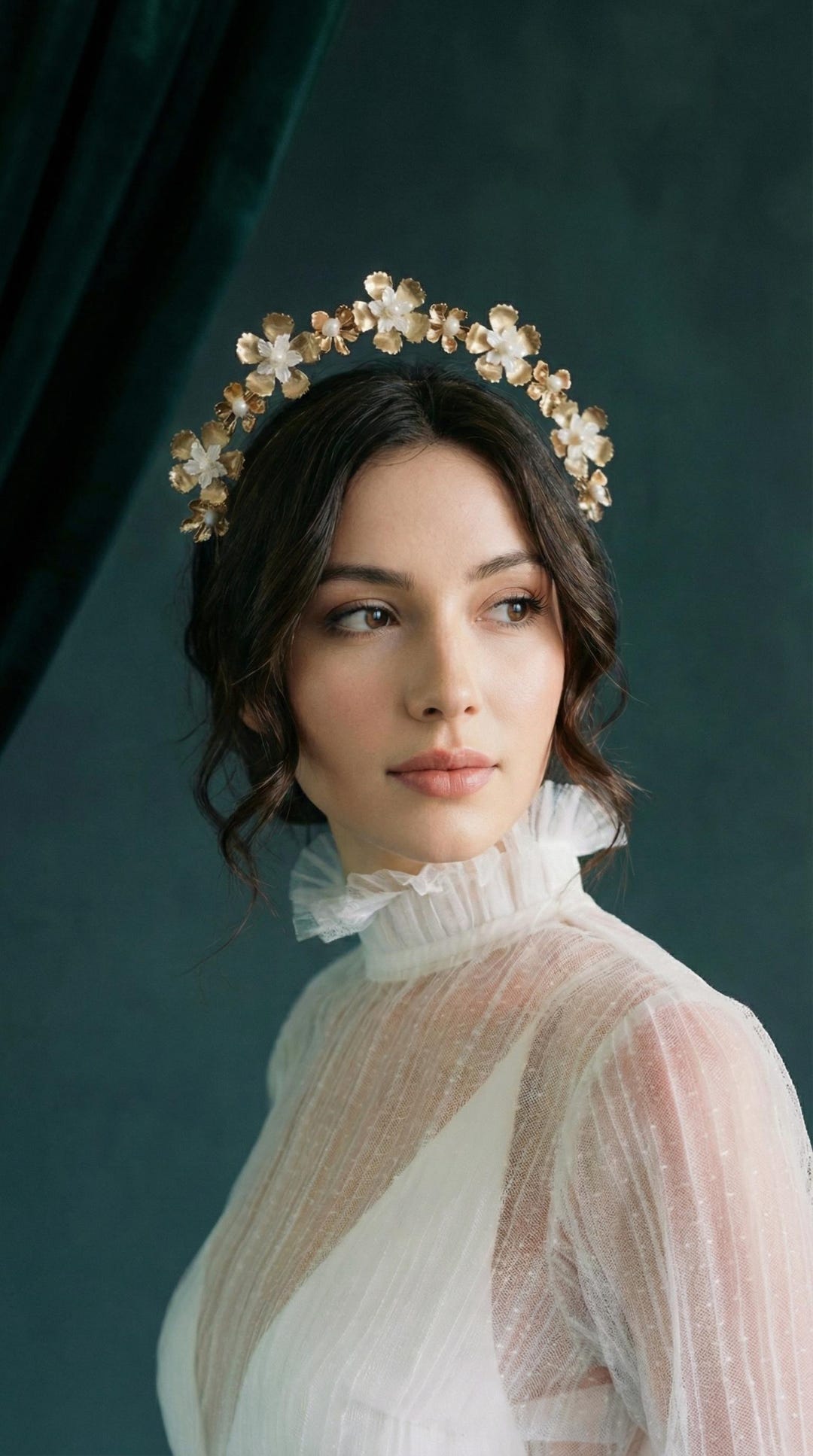 Flower Gold Tiara Floral Headpiece Halo Crown Floral Bridal Crown ...