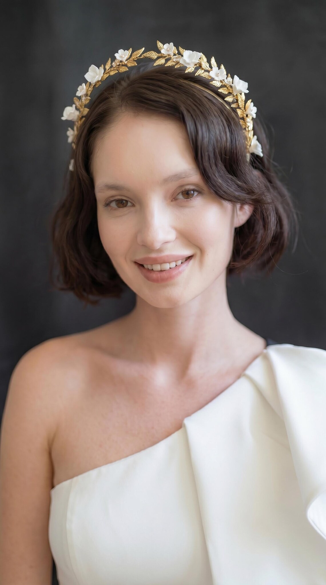 Golden Leaf Bridal Tiara Flower Bridal Halo Laurel Wedding Crown Gold ...
