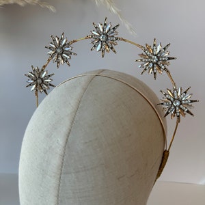 Gold Celestial Crown Star Crown Celestial Bridal Headband Gold Crown ...