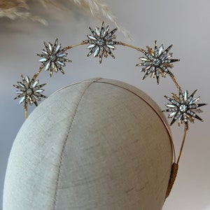 Gold Celestial Crown Star Crown Celestial Bridal Headband Gold Crown ...