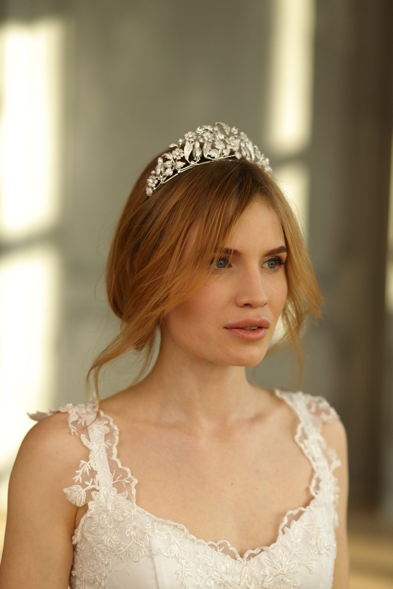 Crystal Tiara Crown Wedding Floral Crown Bridal Tiara Headpiece Crystal ...