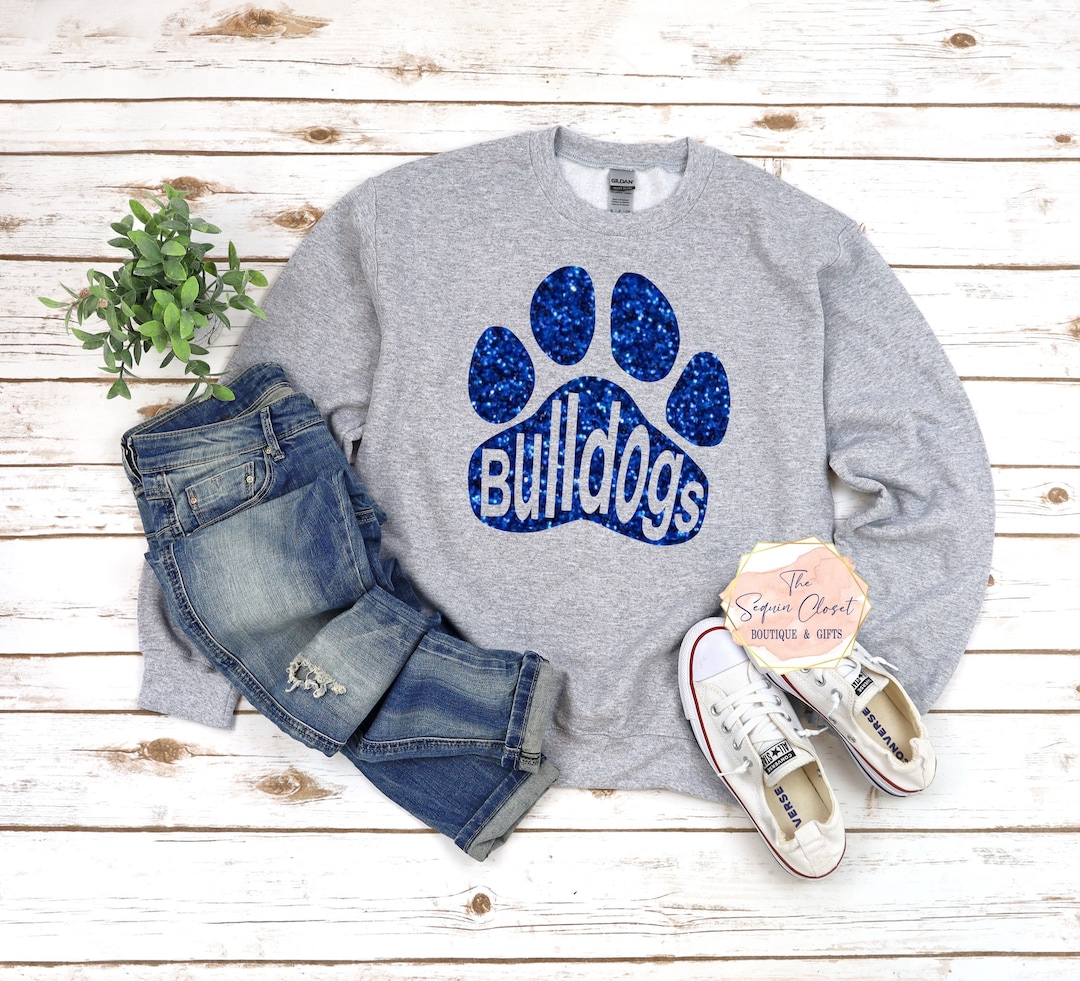 Bulldogs School Mascot Paw Sweatshirt, Mascot Sweatshirt, Bulldogs ...