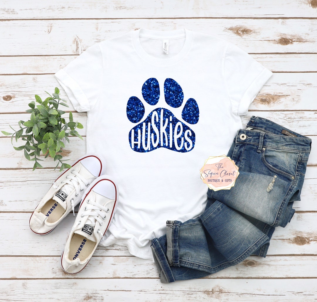 Huskies School Mascot Paw T-shirt, Mascot Shirt, Huskies Spirit Shirt ...