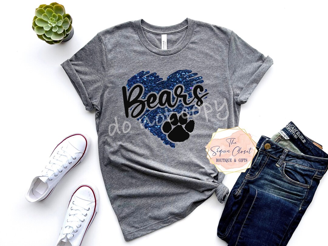 Bears School Mascot Heart T-shirt, Mascot Shirt, Bears Spirit Shirt ...