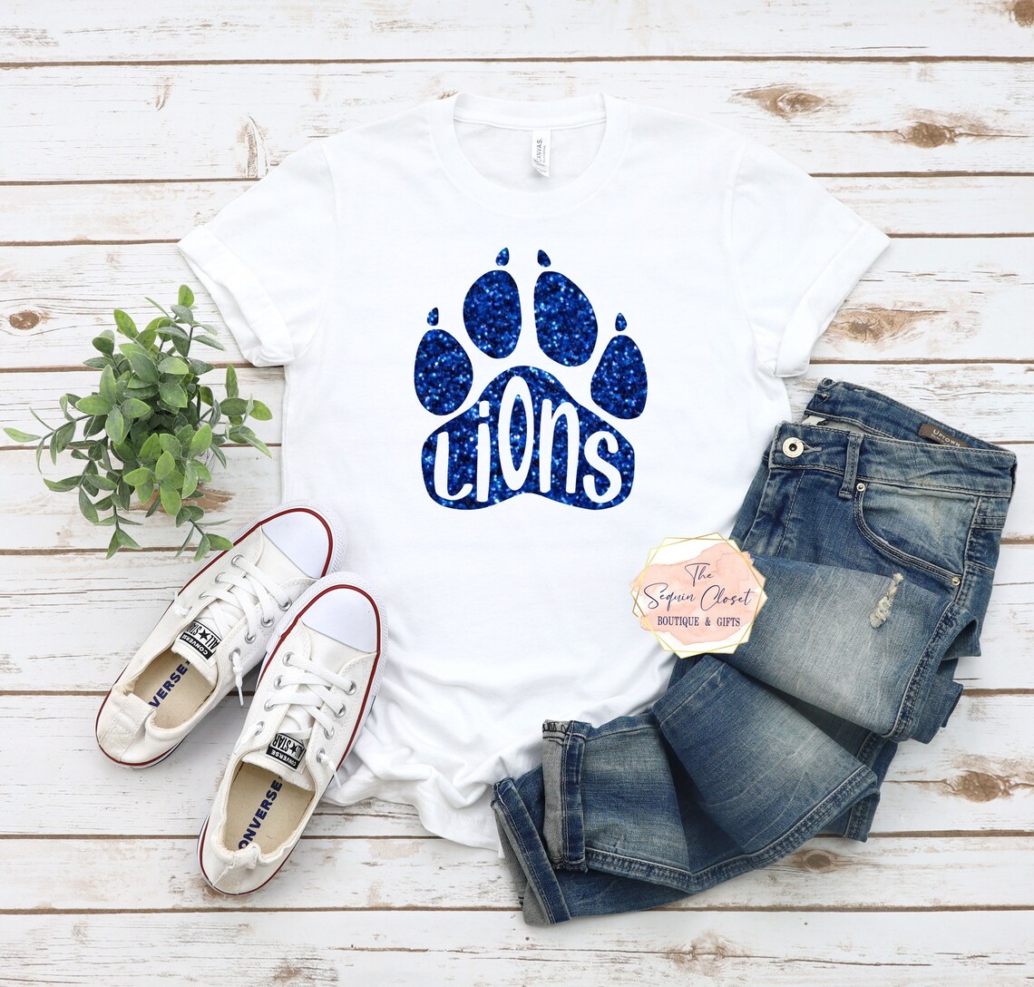 Lions School Mascot Paw T-shirt Mascot Shirt Lions Spirit - Etsy