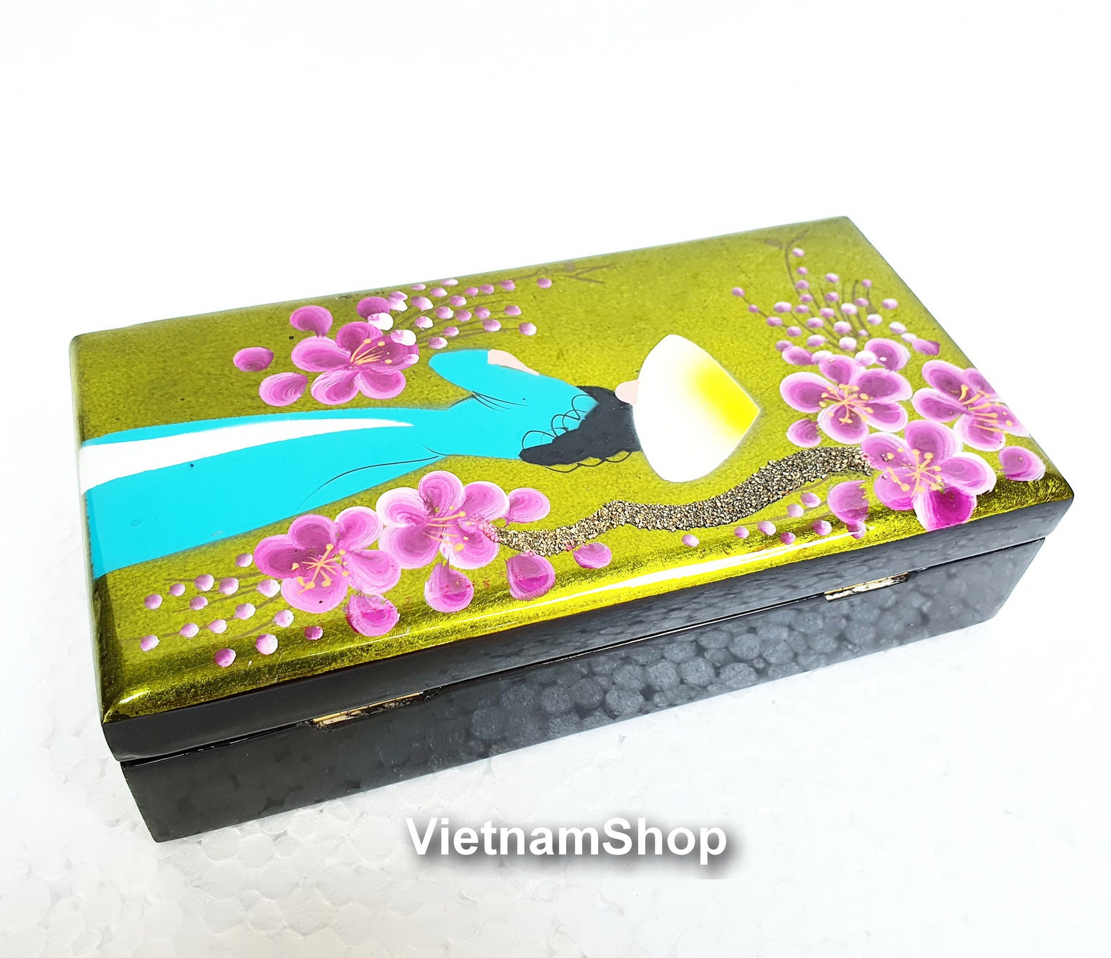 Lacquer Jewelry Box With Vietnamese Girls Wear Ao Dai and | Etsy UK