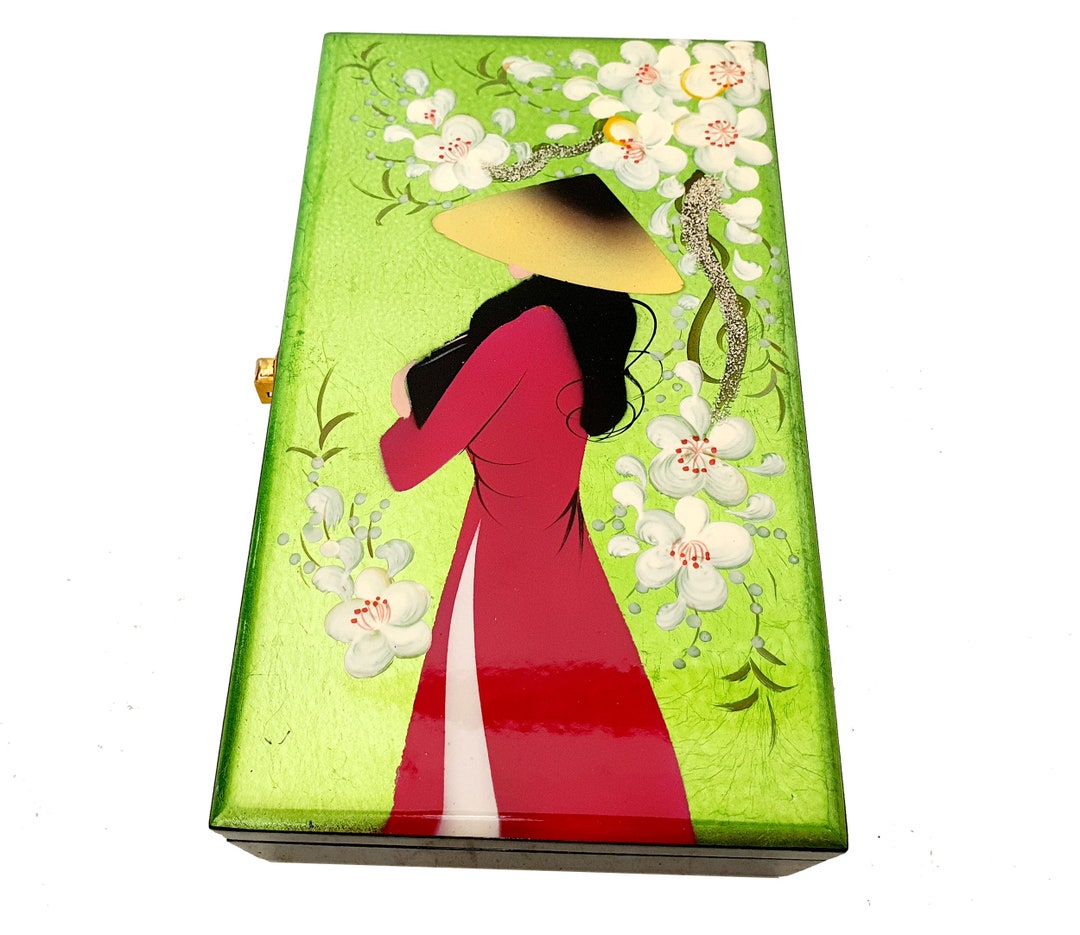 9.5'' Green Lacquer Box Eggshell Inlaid Lacquer - Etsy