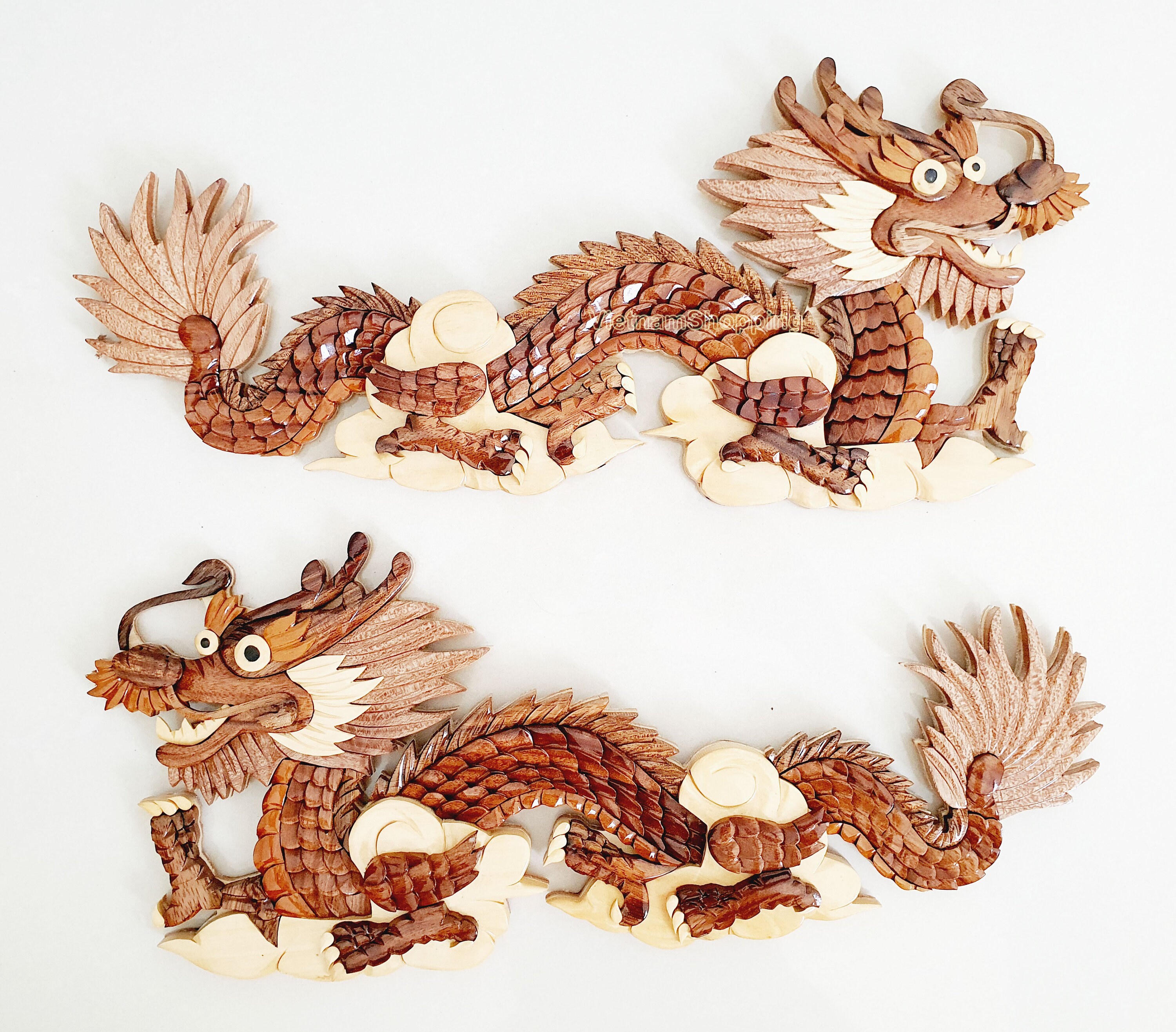 Hand Crafted 3 Dimensional Intarsia Wood Art Intarsia Couple THE DRAGON ...