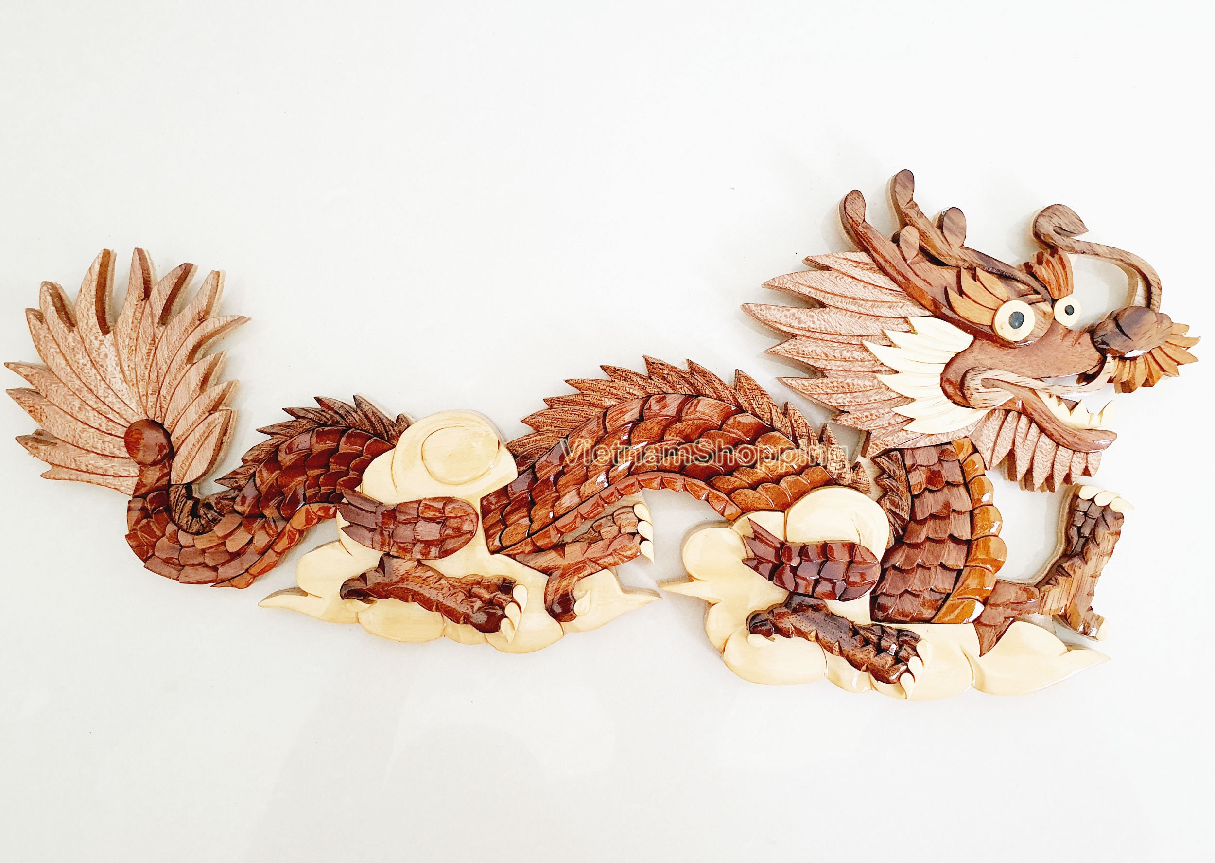 Hand Crafted 3 Dimensional Intarsia Wood Art Intarsia Couple THE DRAGON ...