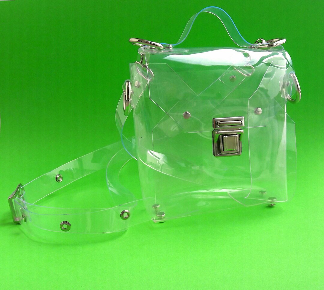 Elegant Clear Vinyl Briefcase Bag Transparent Modern Handbag for Women ...