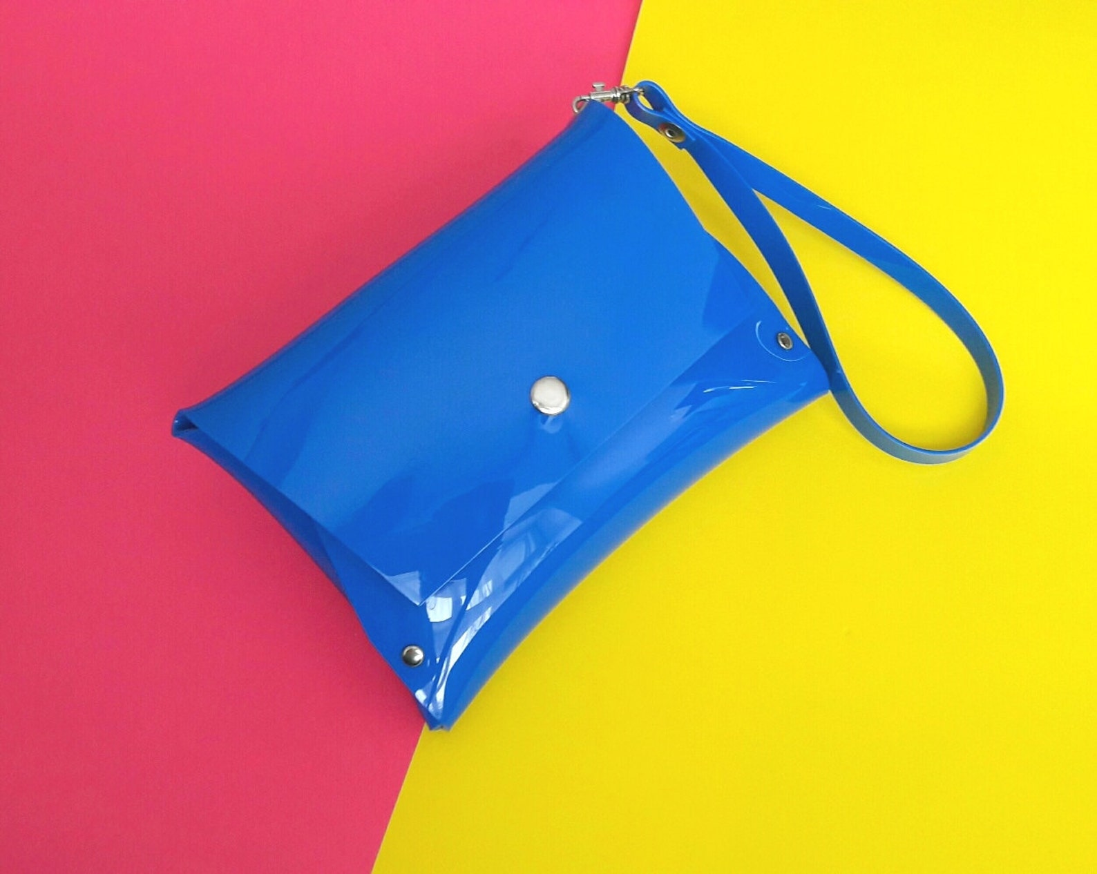 Blue Wristlet Vegan Clutch Bag, Blue Party Bag, Vegan Minimalist Clutch ...