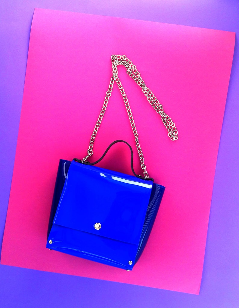Blue Pvc Bag Glossy PVC Crossbody Standout Design Messenger - Etsy