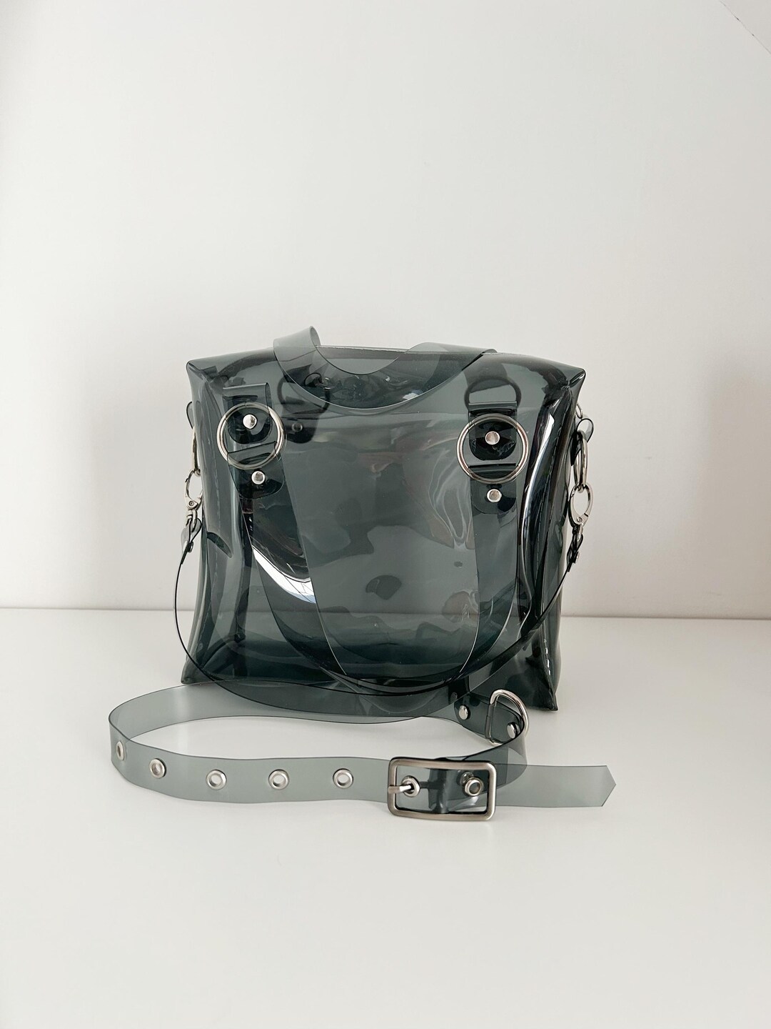 Crossbody Bag Transparent Vinyl Arcadia Y2K Purse Rainbow Zipper ...
