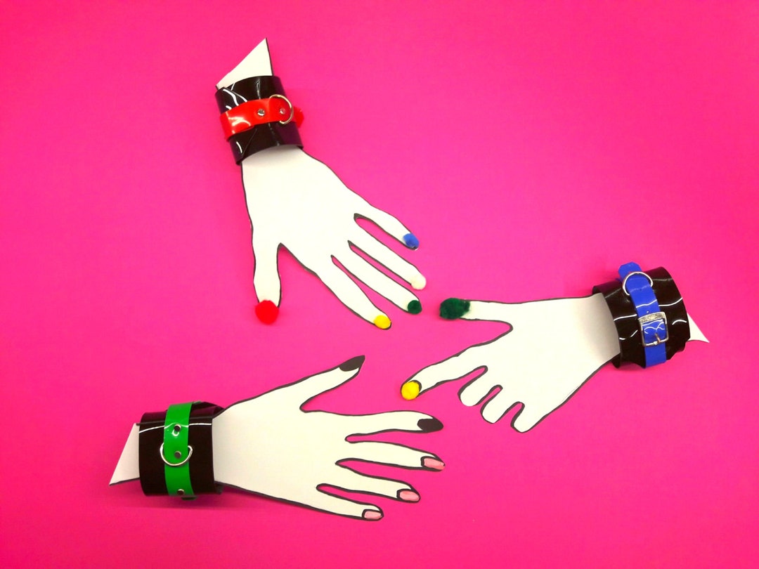 Vinyl Cuff PVC Handcuff Red Blue Black Green 90s Cyber Gothic Punk Cuff ...