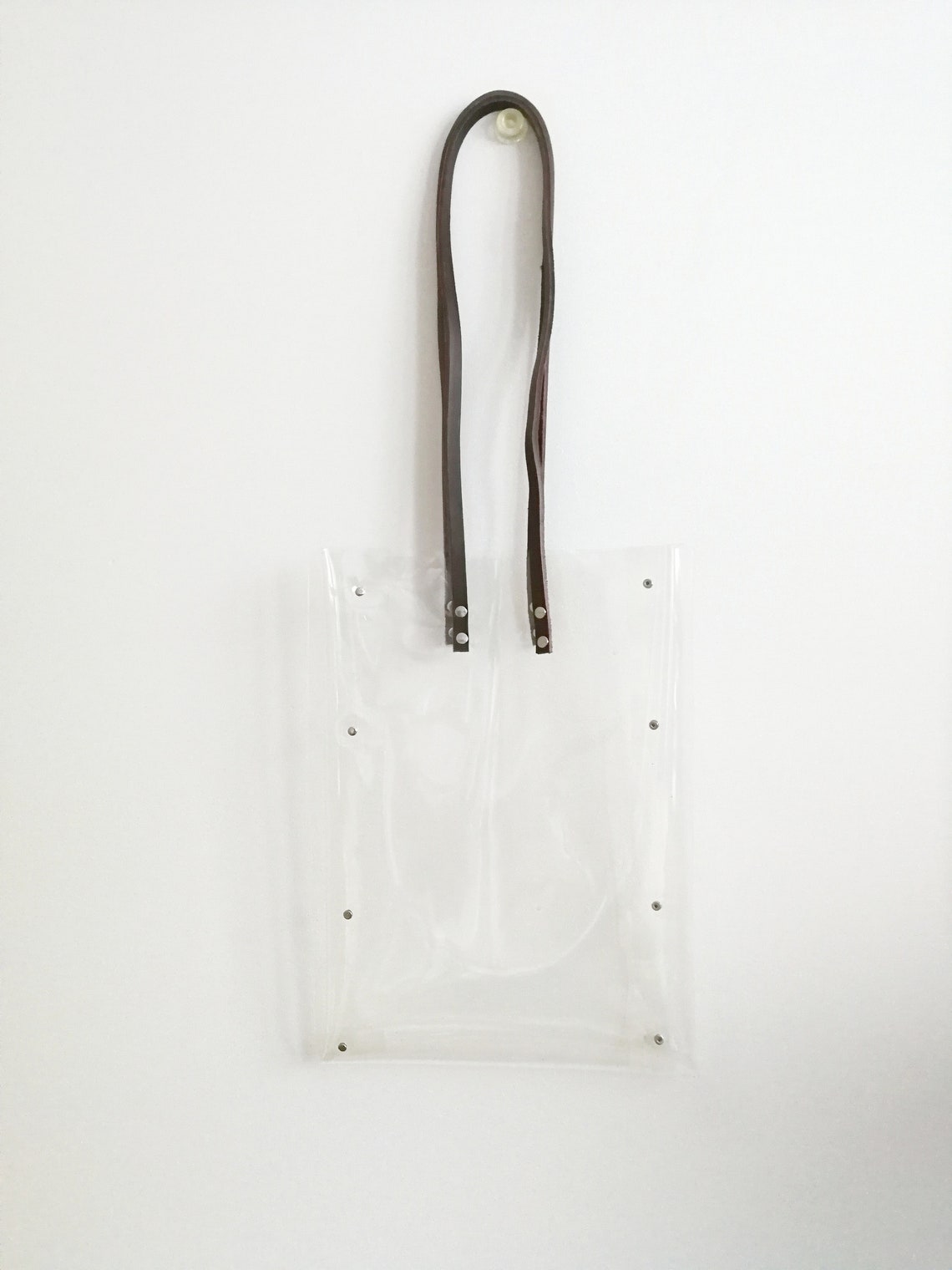 Everyday Tote Bag Leather Strap Clear Bagminimalist - Etsy