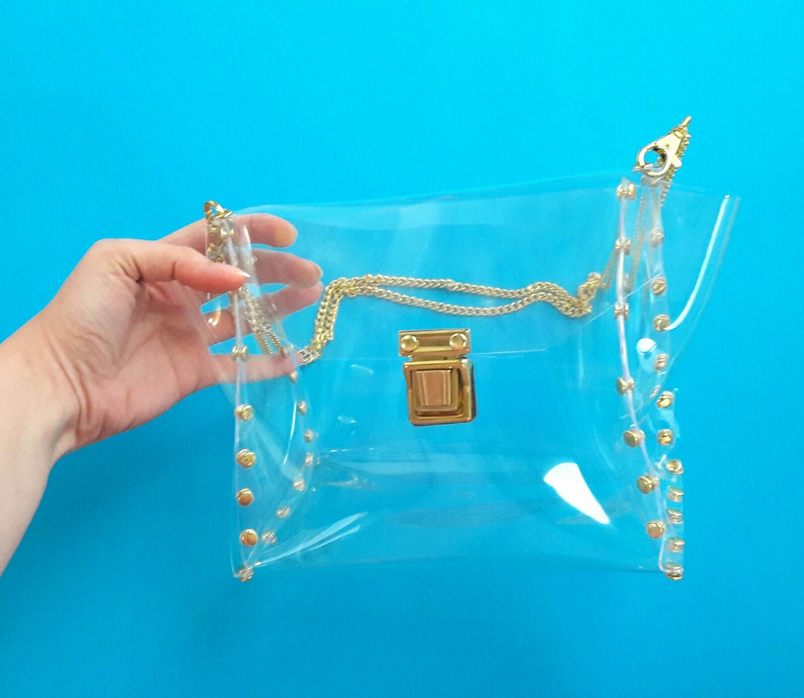 Clear deluxe bag transparent glam handbag vinyl clear bag | Etsy