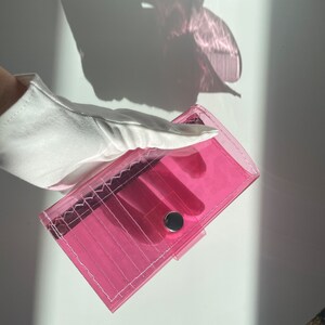 Berry Pink Wallet Made of Transparent Vinyl - Y2K Trendy, Easy to ...