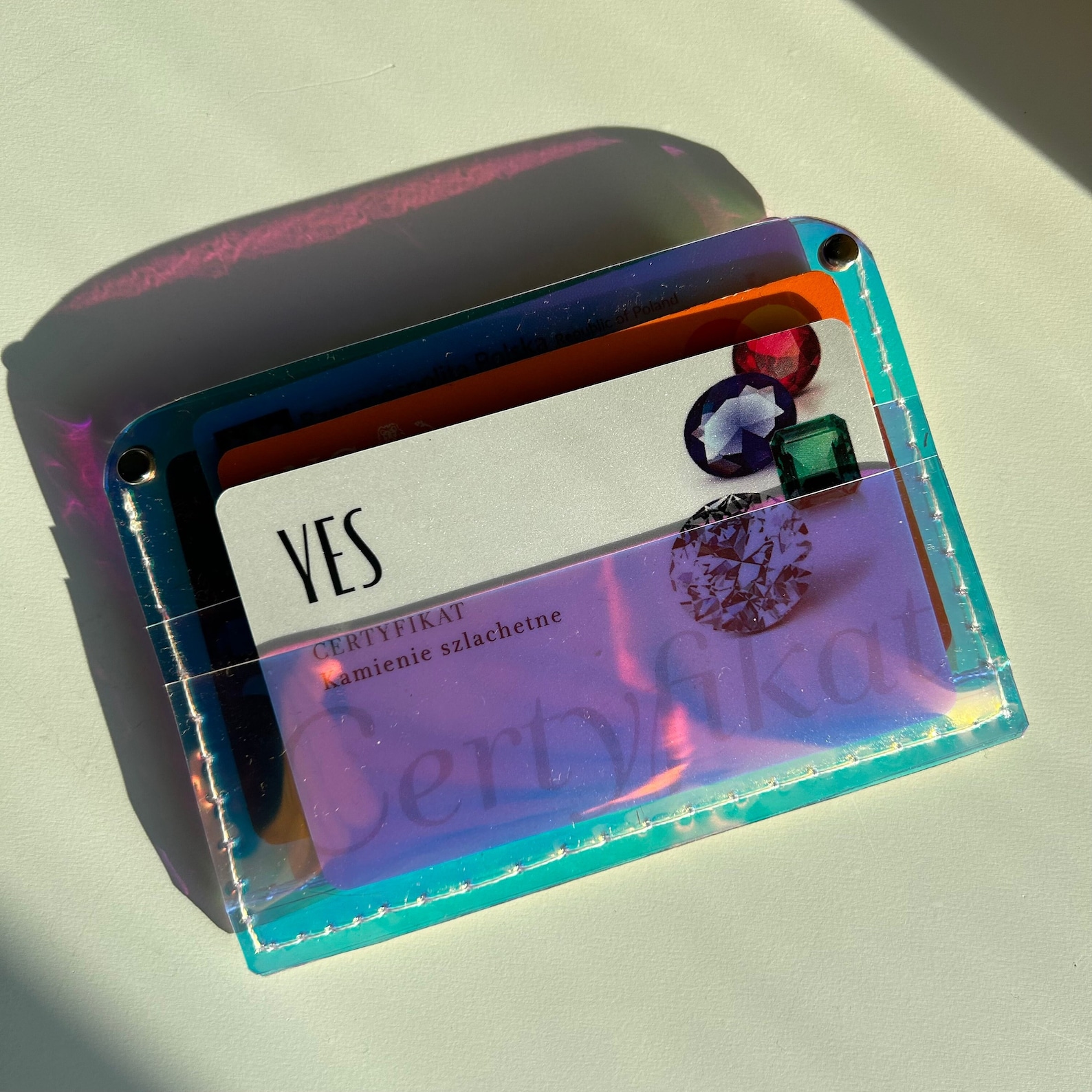 Card Holder Holographic Vinyl Wallet Slim Organizer Opalescent Mini ...