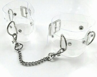 Black PVC Handcuff Vinyl Handcuffs Transparent 90s Cyber | Etsy