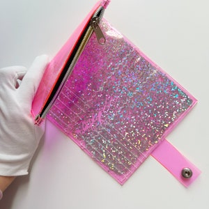 Pink Holographic Wallet Glitter Vinyl Card Holder Barbiecore Wallet Y2K ...