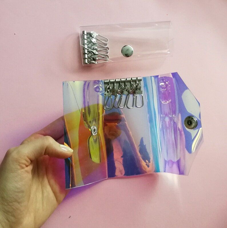 Key Wallet Clear Vegan Key Pouch Vinyl Key Holder Key - Etsy